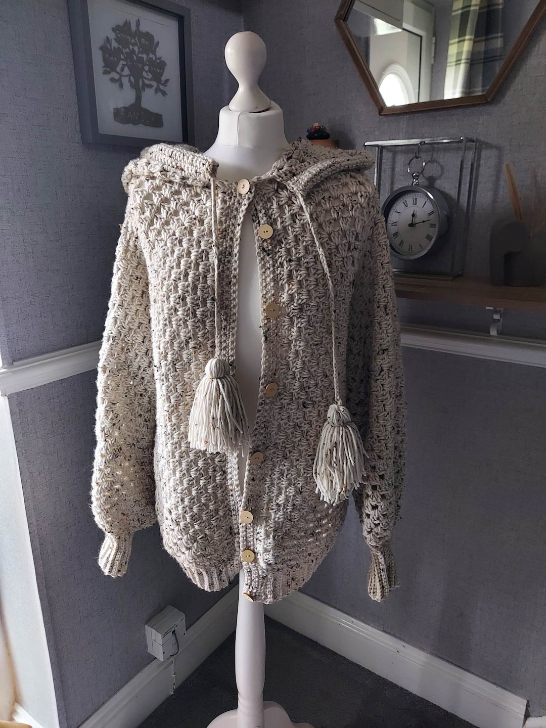 Crochet Pattern for Hooded Hexi Cardigan / Hooded Jacket, With Thumb ...