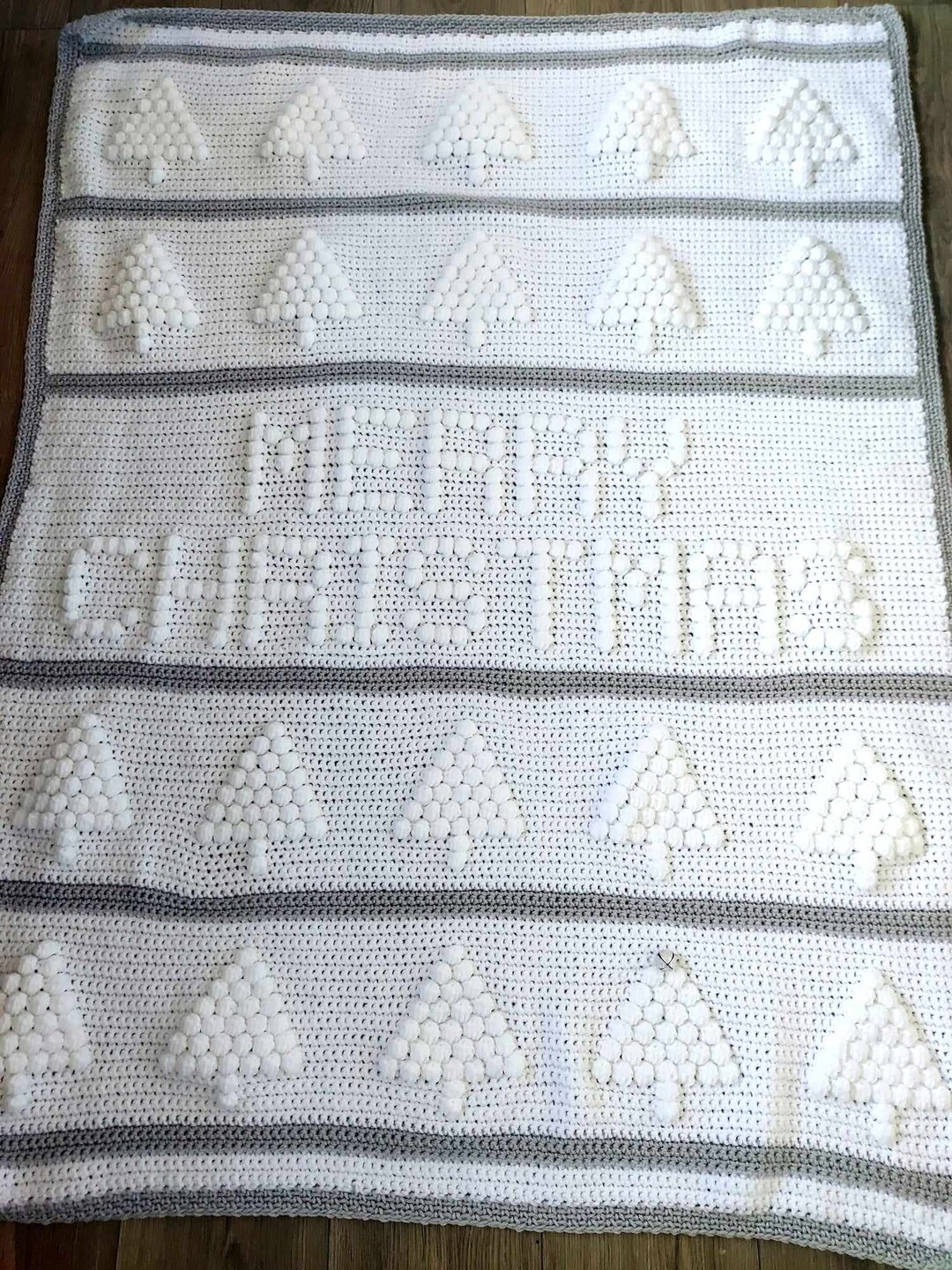 Crochet Pattern for Snowy Christmas Trees Blanket, Christmas Crochet ...