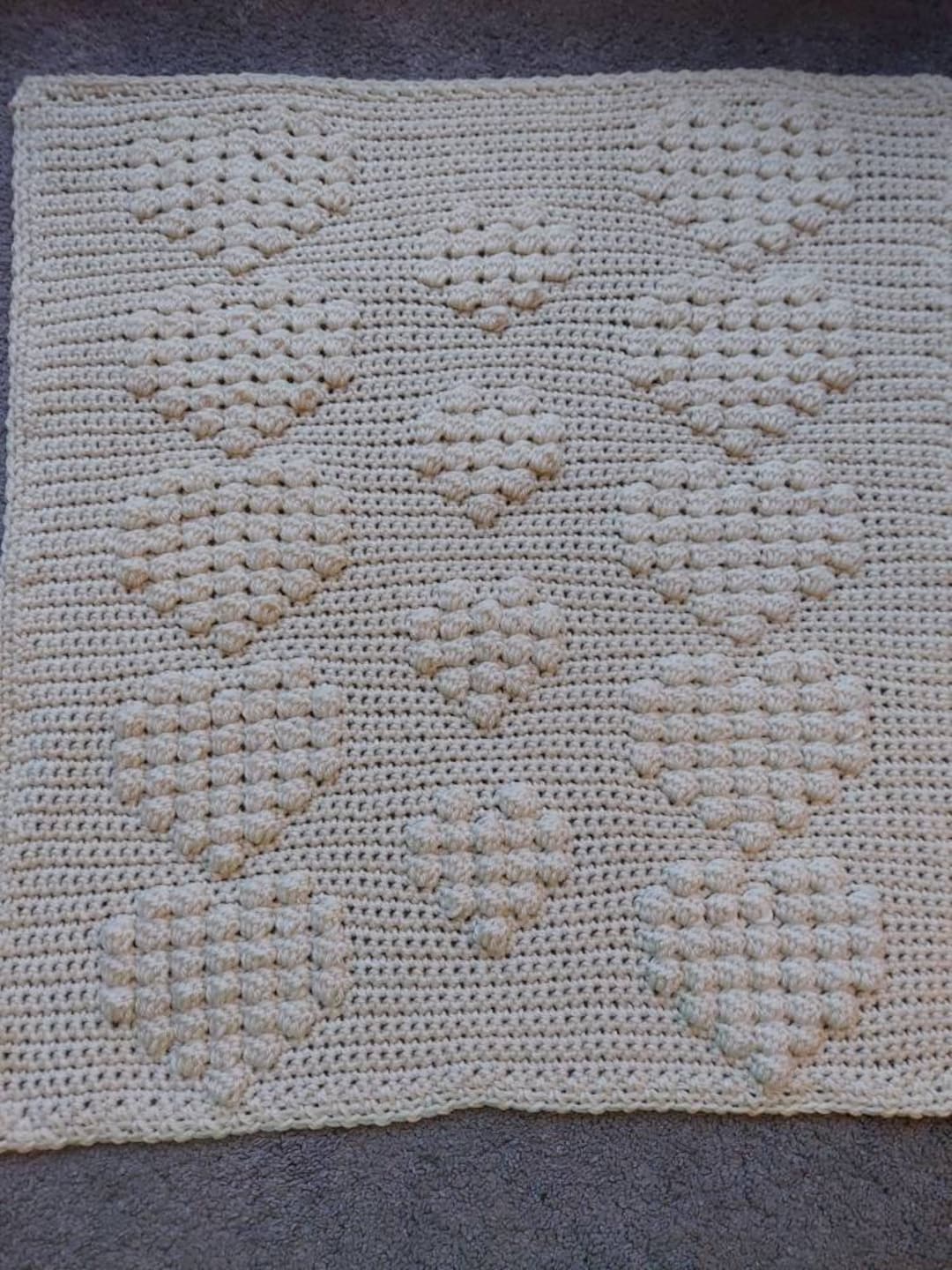 Crochet Pattern, Pram, Stroller, Carseat Hearts Bobble Stitch Blanket ...