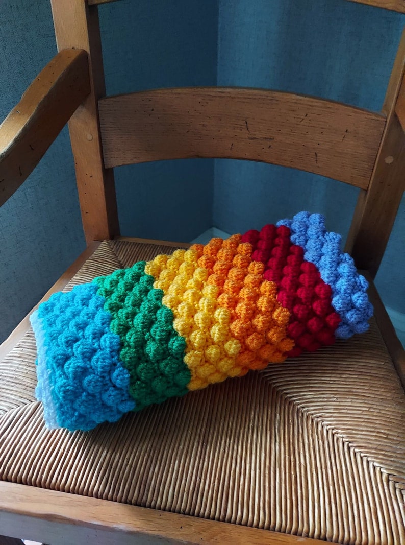 Crochet Pattern, Rainbow Baby Blanket, Bobble Stitch, Pram or Pushchair ...