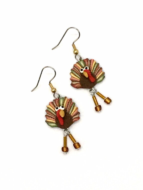 Polymer turkey earrings | Etsy