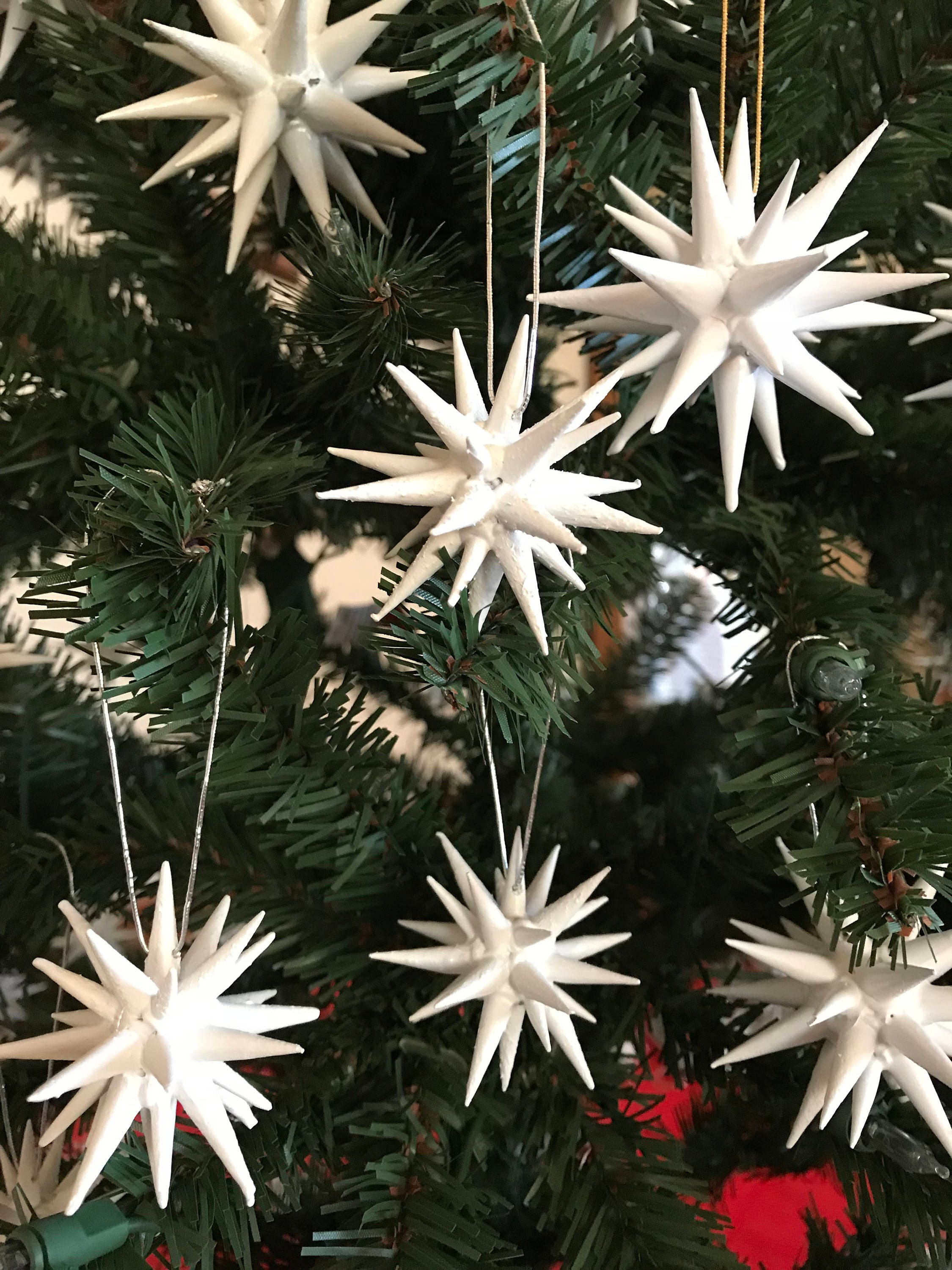Moravian Star Ornaments Christmas Keepsake 2” Wooden Handcrafted White ...