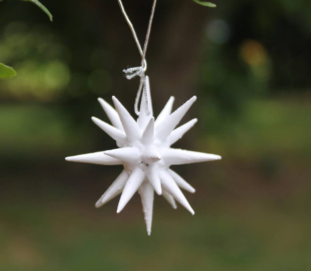 Moravian Star Ornaments Christmas Keepsake 2” Wooden Handcrafted White ...