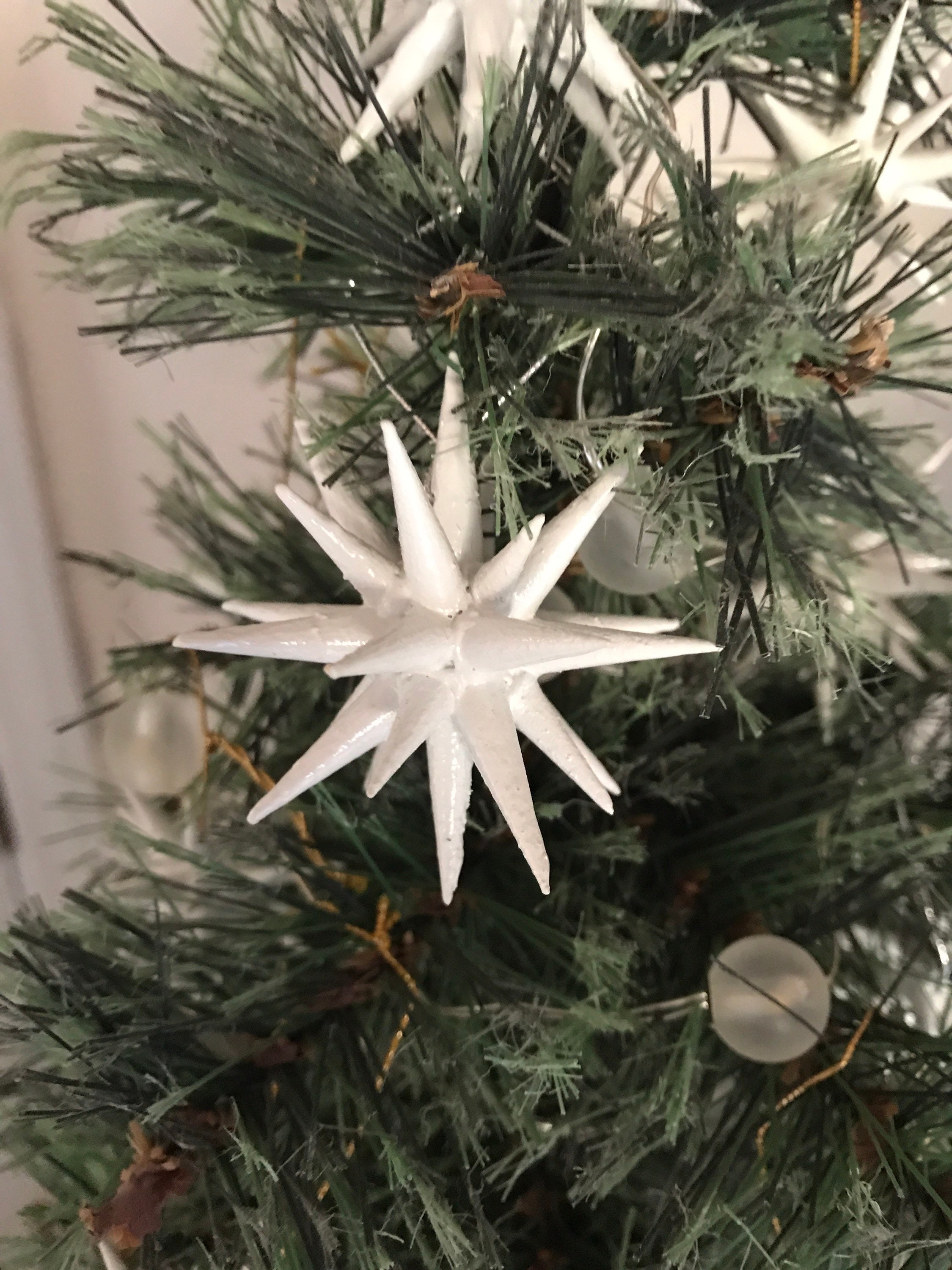 Moravian Star Ornaments Christmas Keepsake 2” Wooden Handcrafted White ...