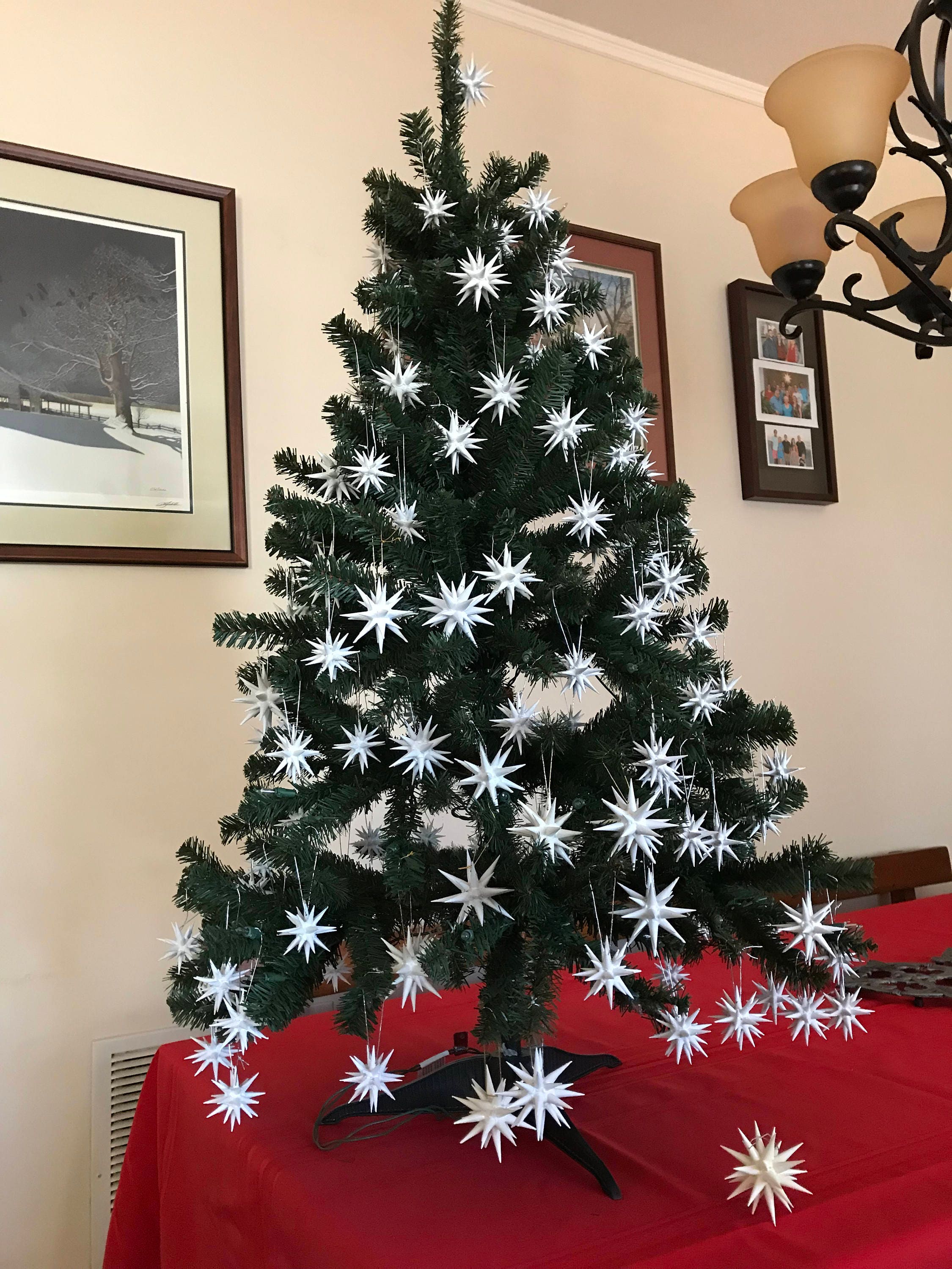 Moravian Star Ornaments Christmas Keepsake 2” Wooden Handcrafted White ...