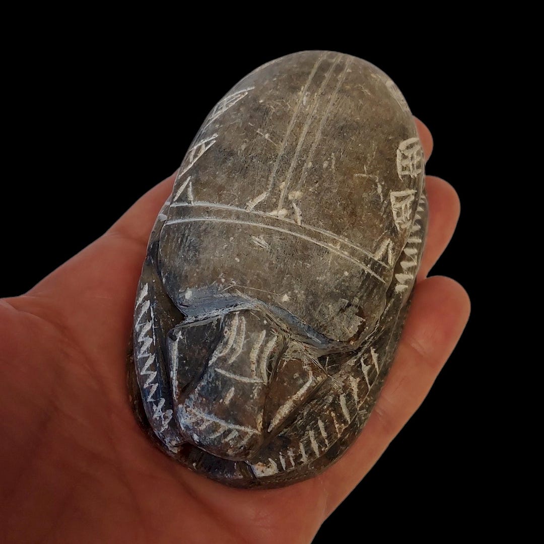 4" Large Antique Egyptian Carved Stone Scarab ~ancient Egypt Lucky ...