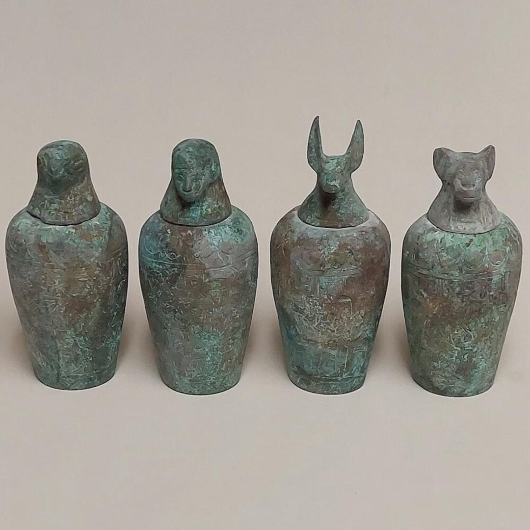 Rare Antique Set of Egyptian Bronze Canopic Jars ~ancient Egypt ...