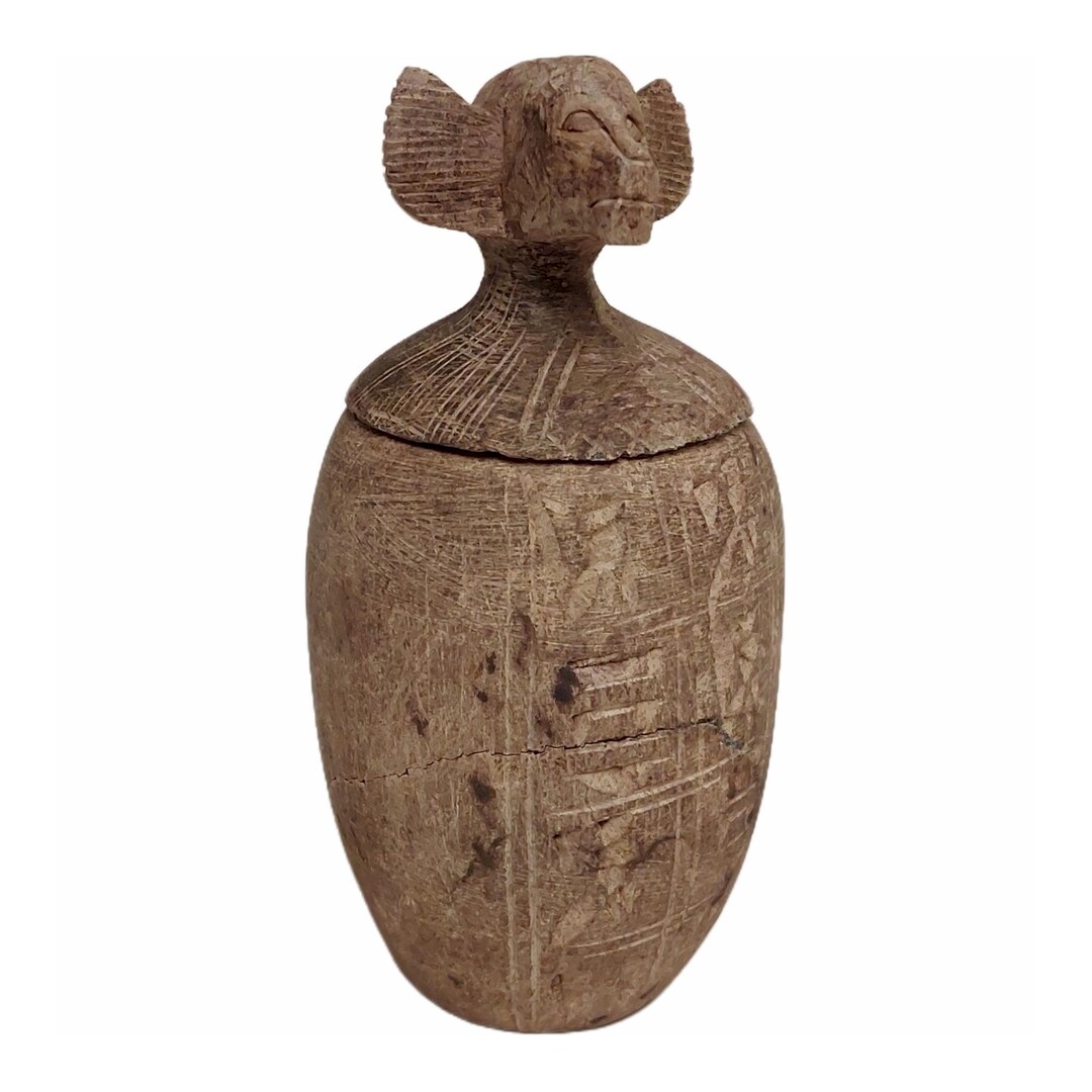 4" Large Antique Egyptian Carved Sand Stone Canopic Jar ~ancient Egypt ...