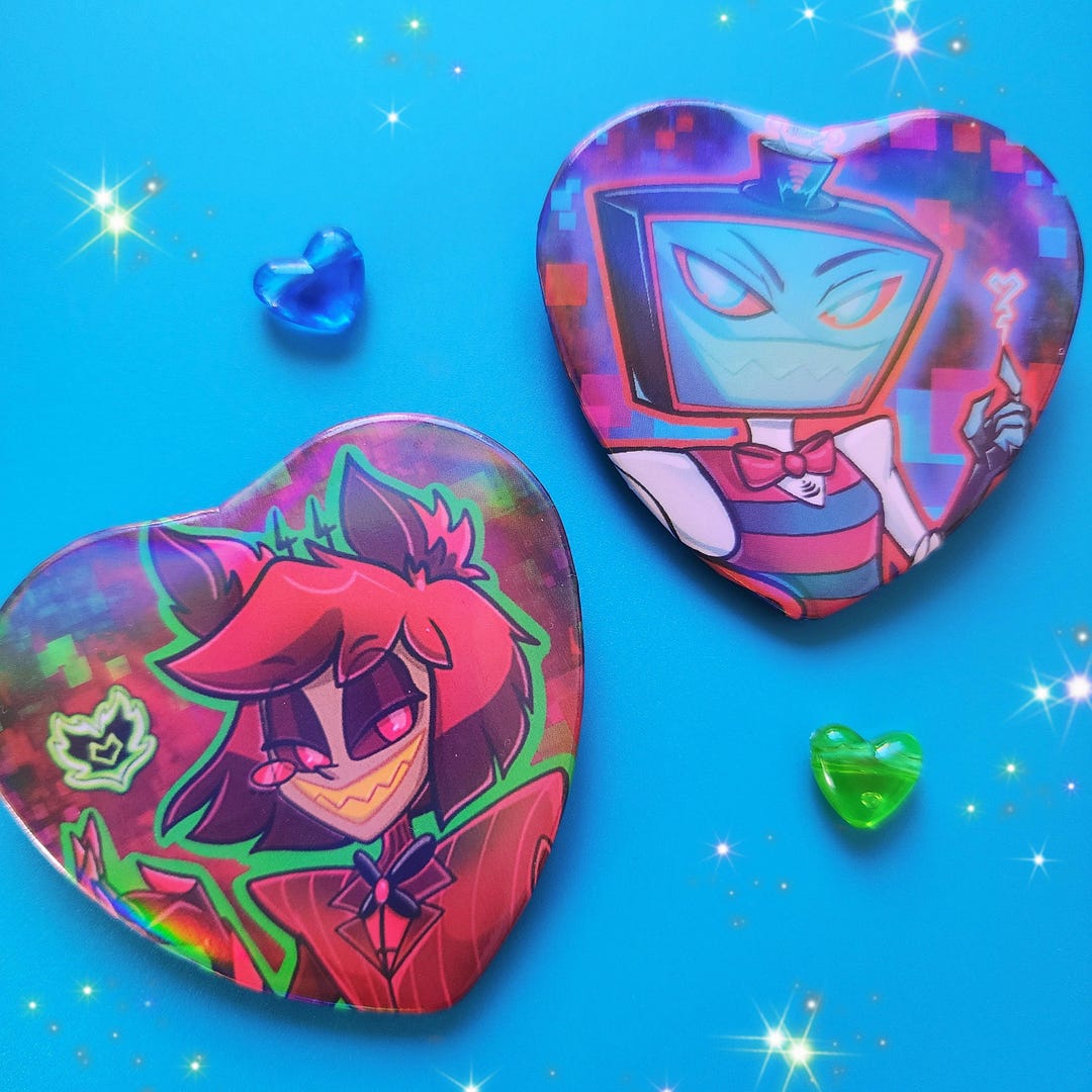 RADIOSTATIC Alastor and Vox Fanart Buttons - Etsy