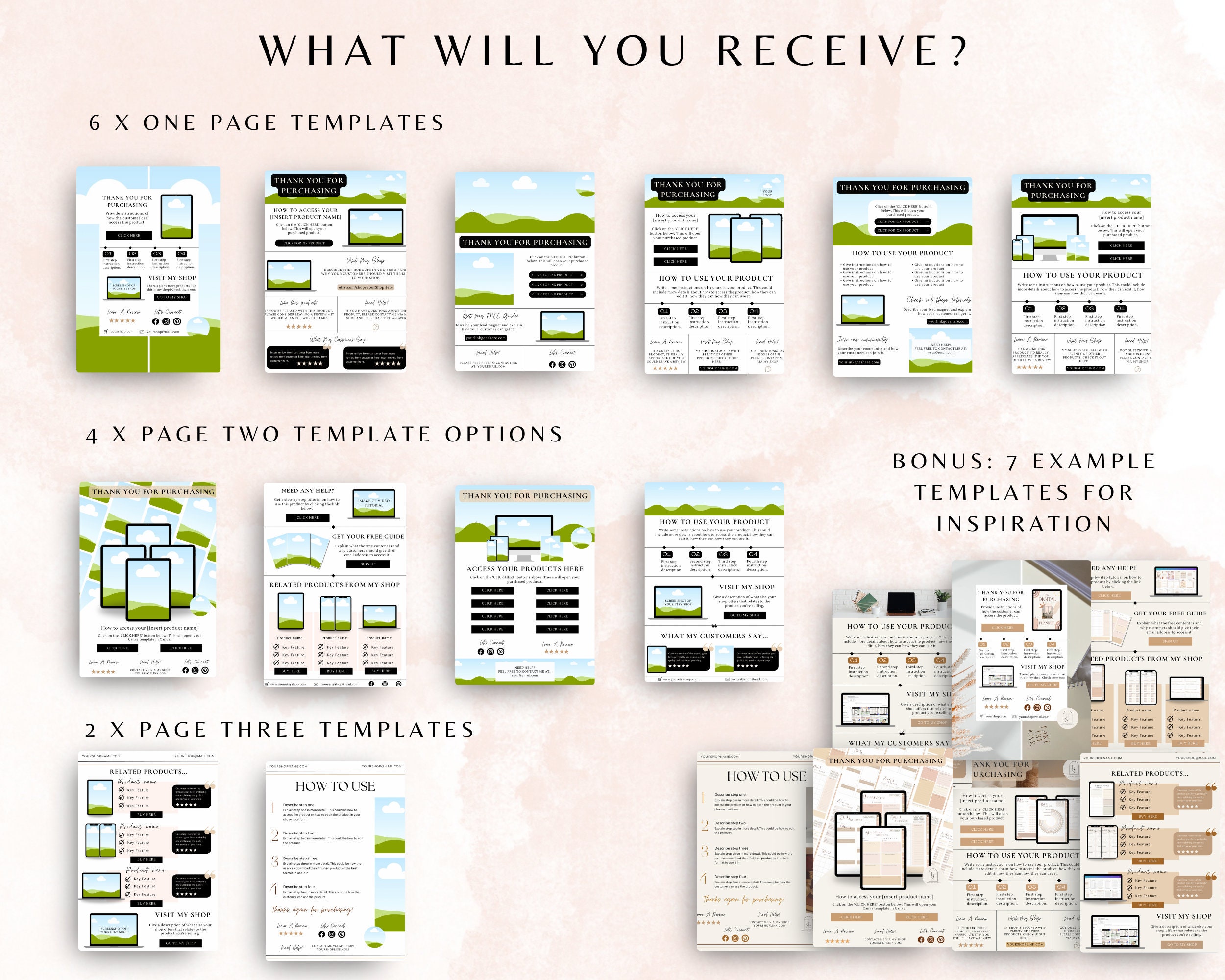 Digital Download Instruction Templates for Digital Products, Digital ...