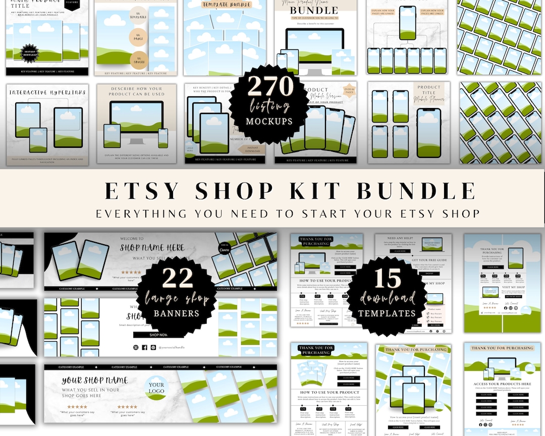 Etsy Shop Kit Bundle – Listing Mockup Templates, Digital Download ...