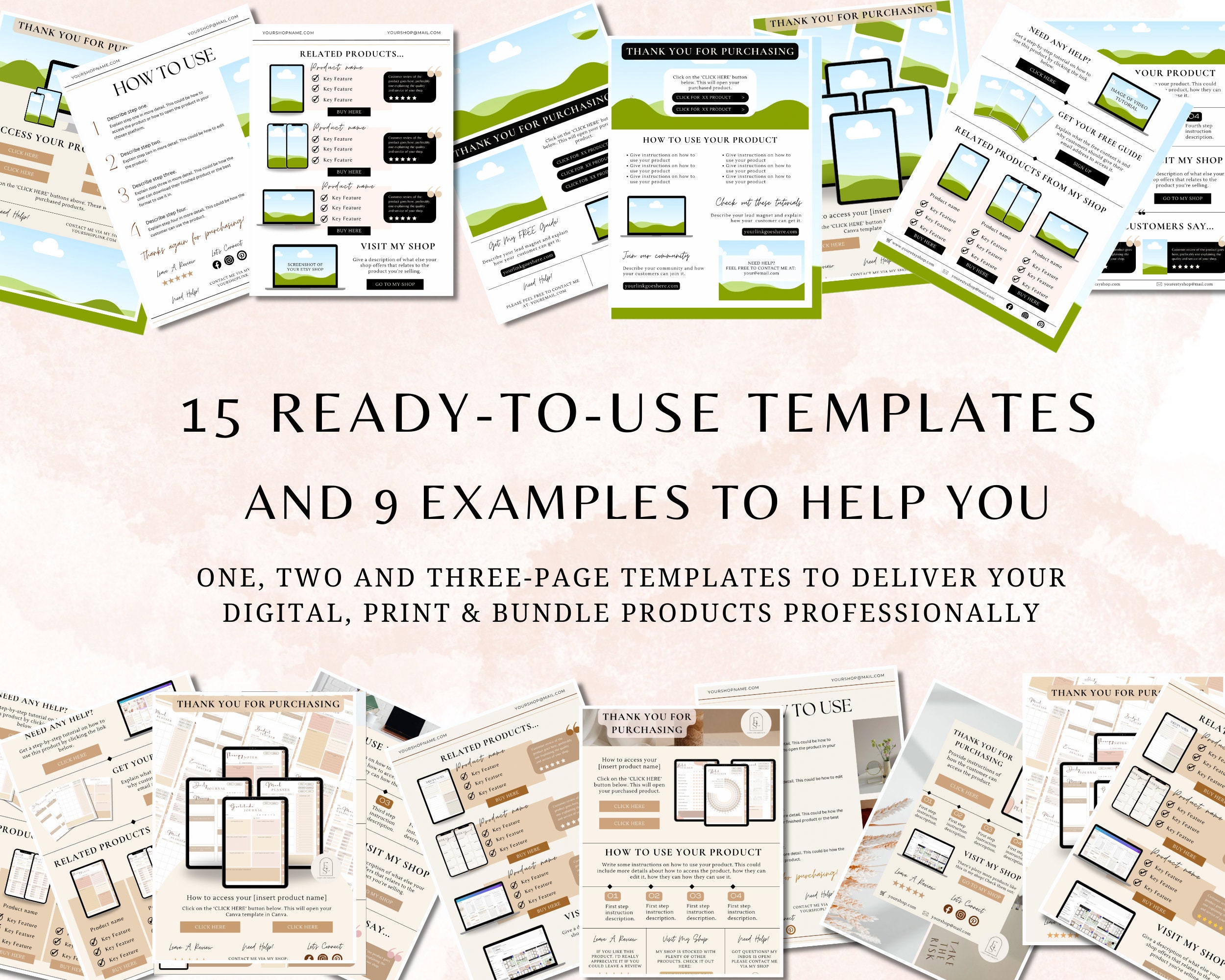 Digital Download Instructions Templates for Digital, Print and Bundle ...