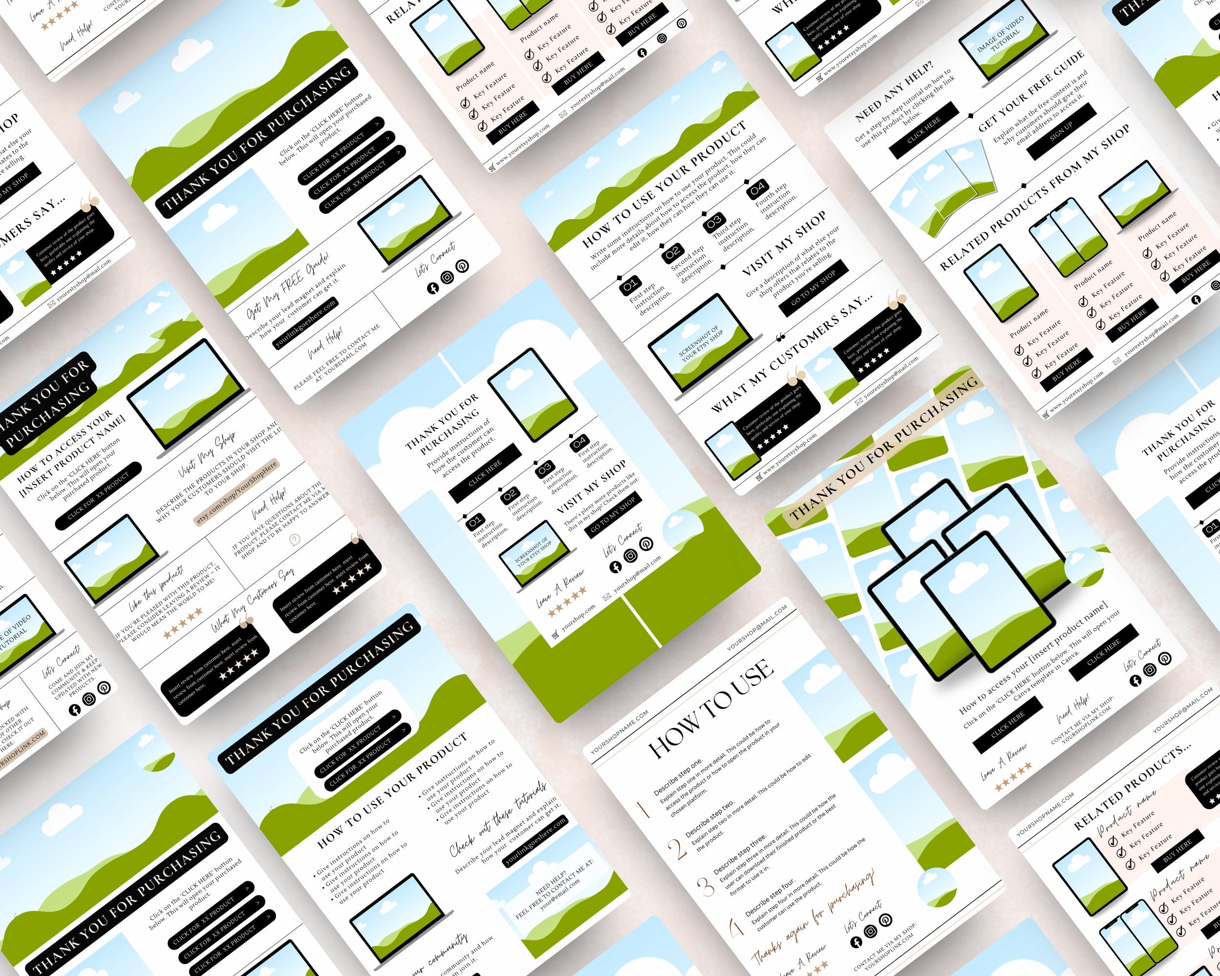 Digital Download Instruction Templates for Digital Products, Digital ...