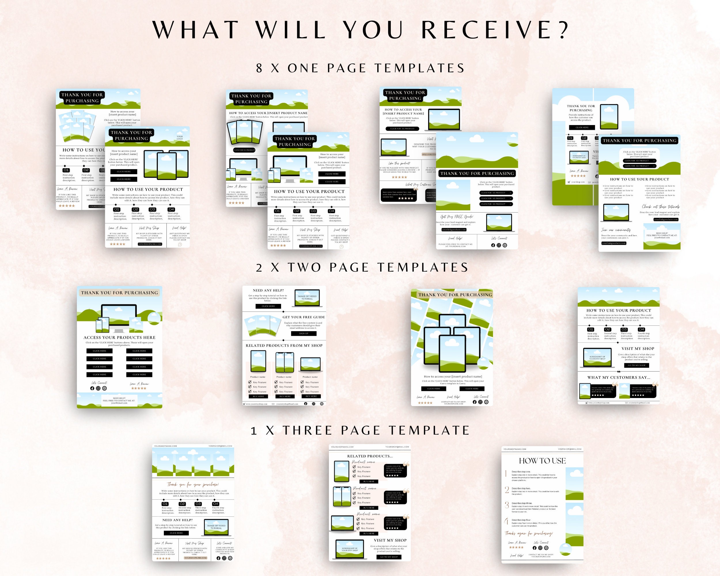 Digital Download Instructions Templates for Digital, Print and Bundles ...