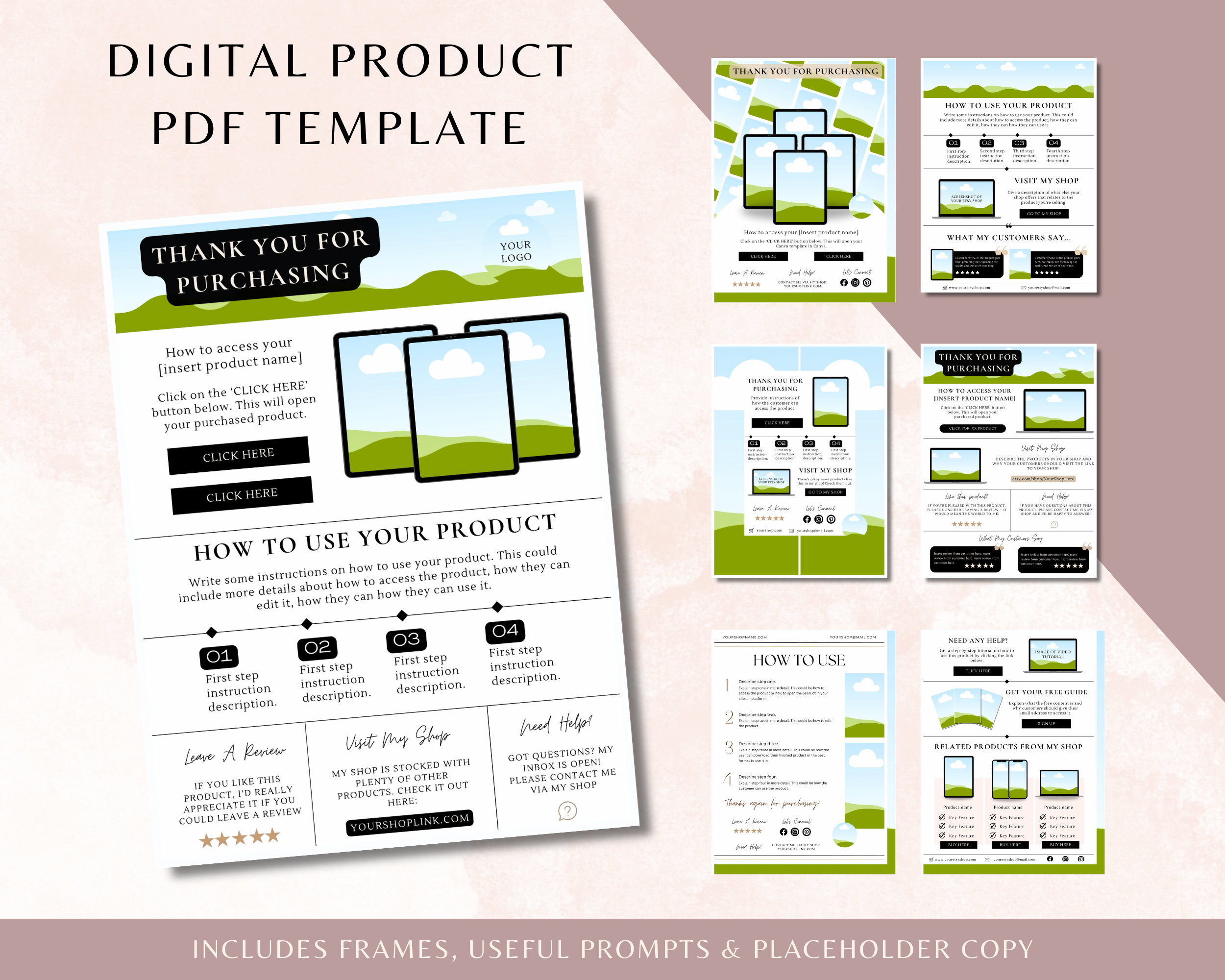 Digital Download Instructions Templates for Digital, Print and Bundles ...