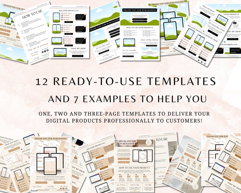 Digital Download Instruction Templates for Digital Products, Digital ...