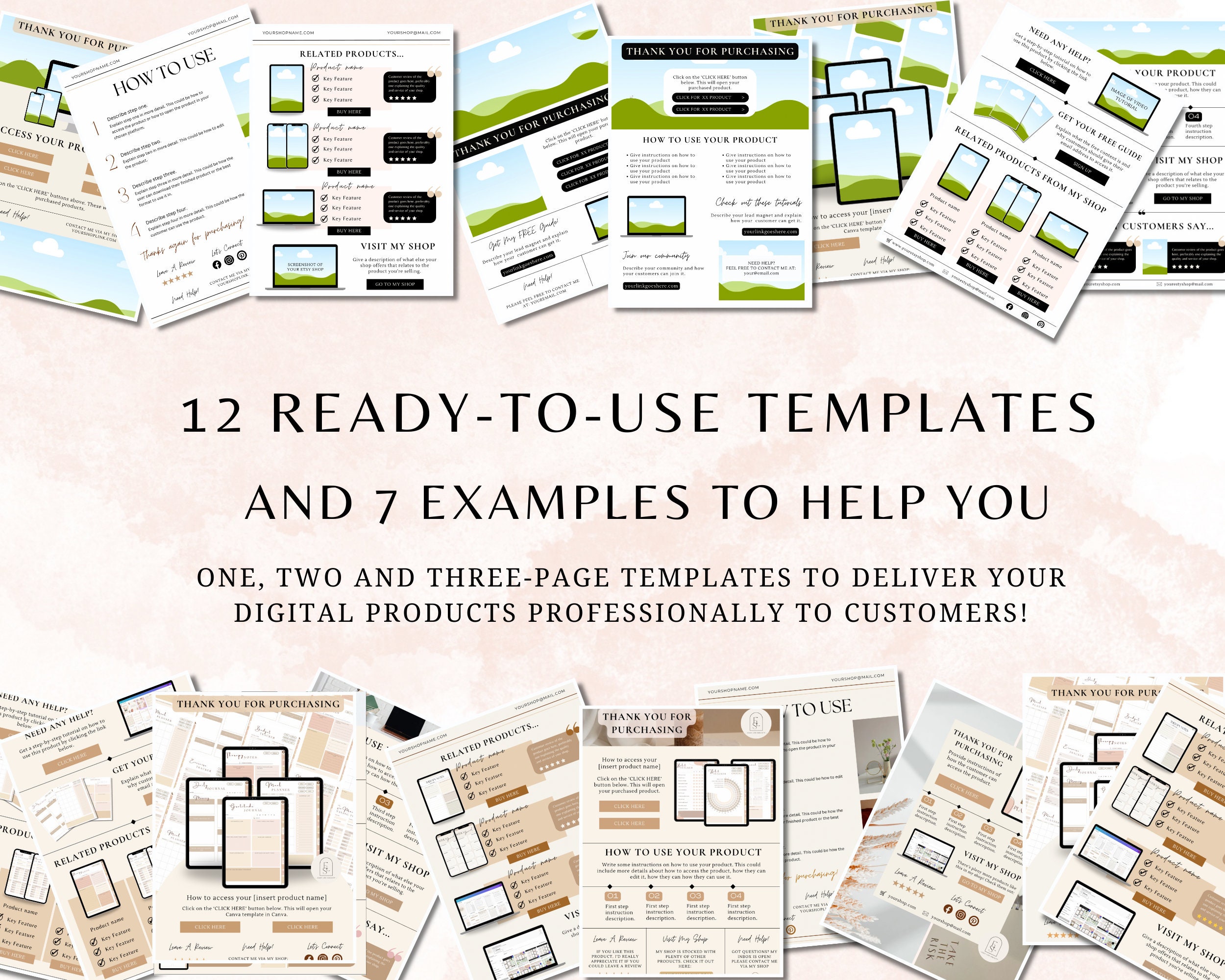 Digital Download Instruction Templates for Digital Products, Digital ...