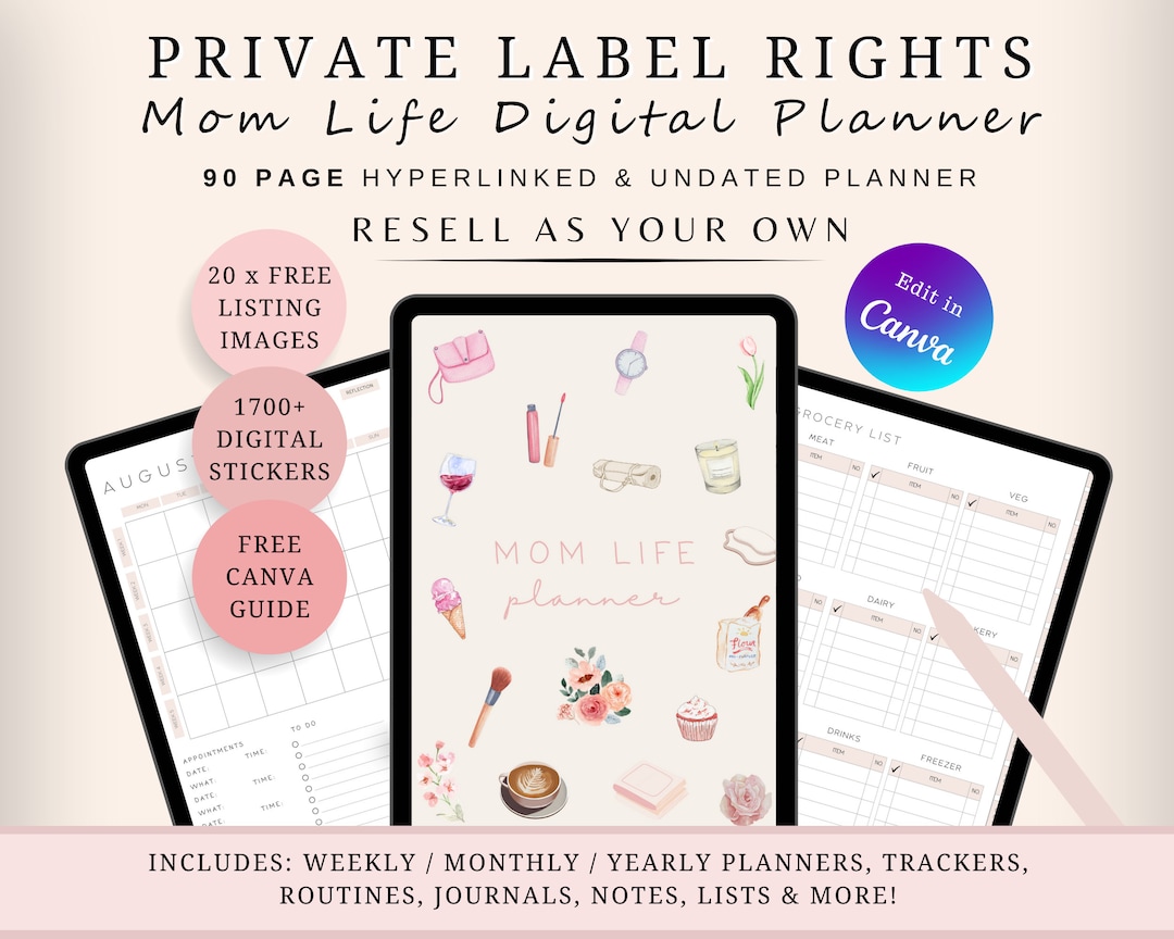 PLR Resell Mom Life Digital Planner, Commercial Use iPad Planner ...