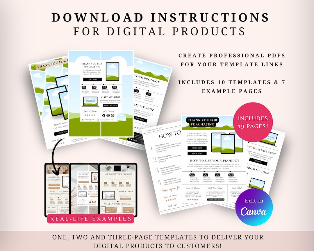 Digital Download Instruction Templates for Digital Products, Digital ... Digital Download Instruction Templates for Digital Products, Digital ...