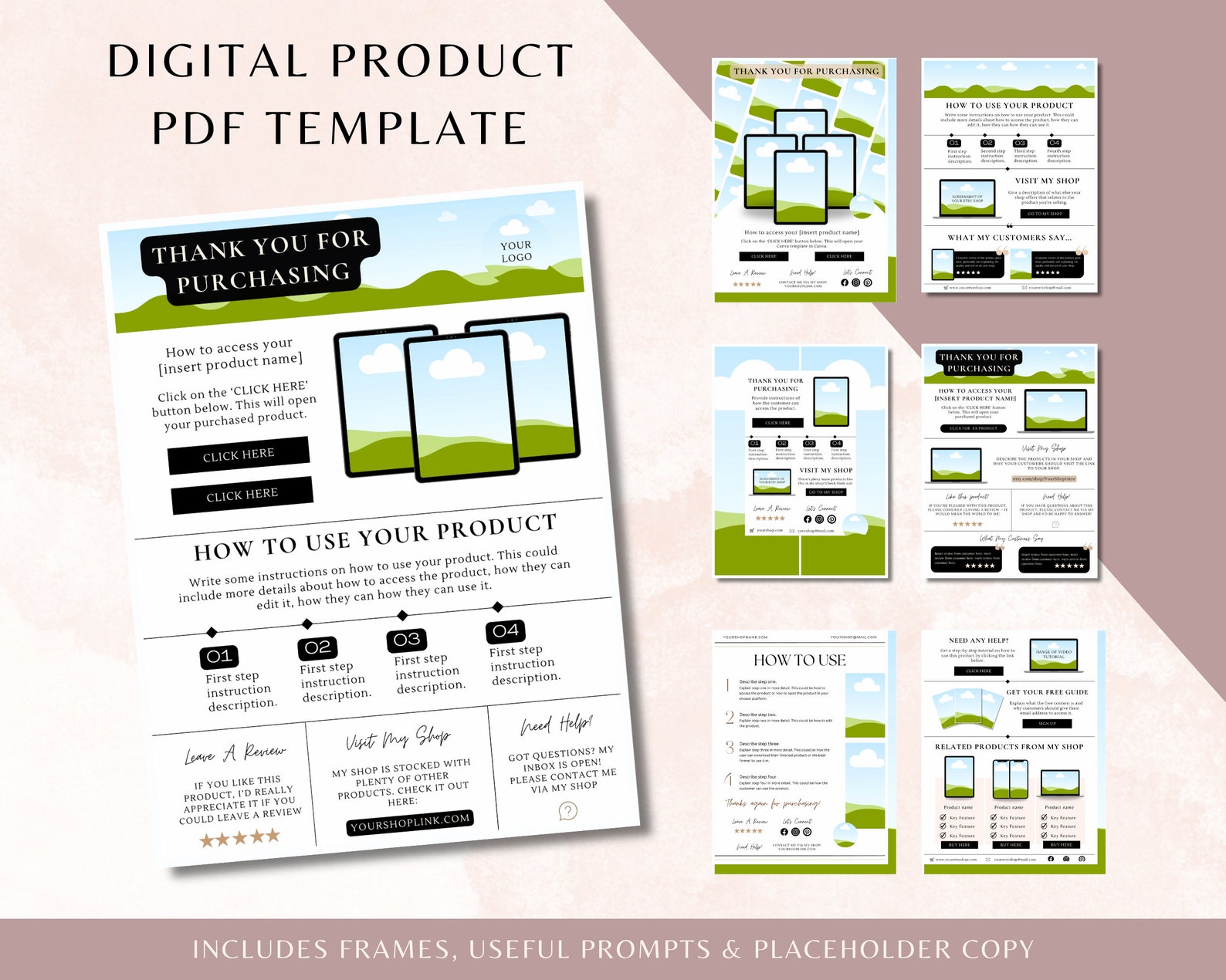 Digital Download Instructions Templates for Digital, Print and Bundle ...