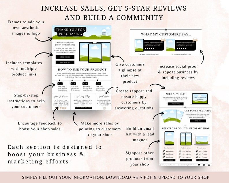 Digital Download Instructions Templates for Digital, Print and Bundle ...