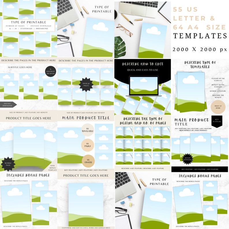 160 Printables Etsy Listing Mockup Templates, Mockups for Printables ...