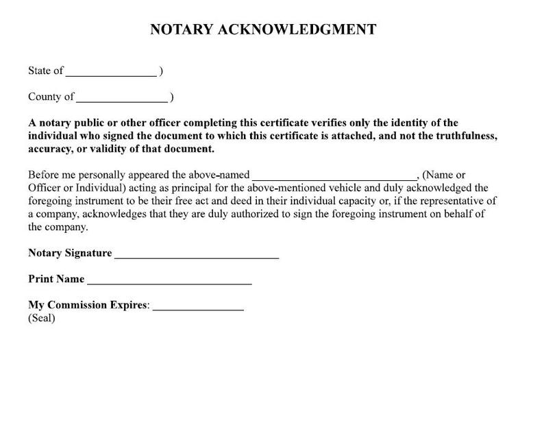 Notary Public All Purpose Acknowledgement - Etsy