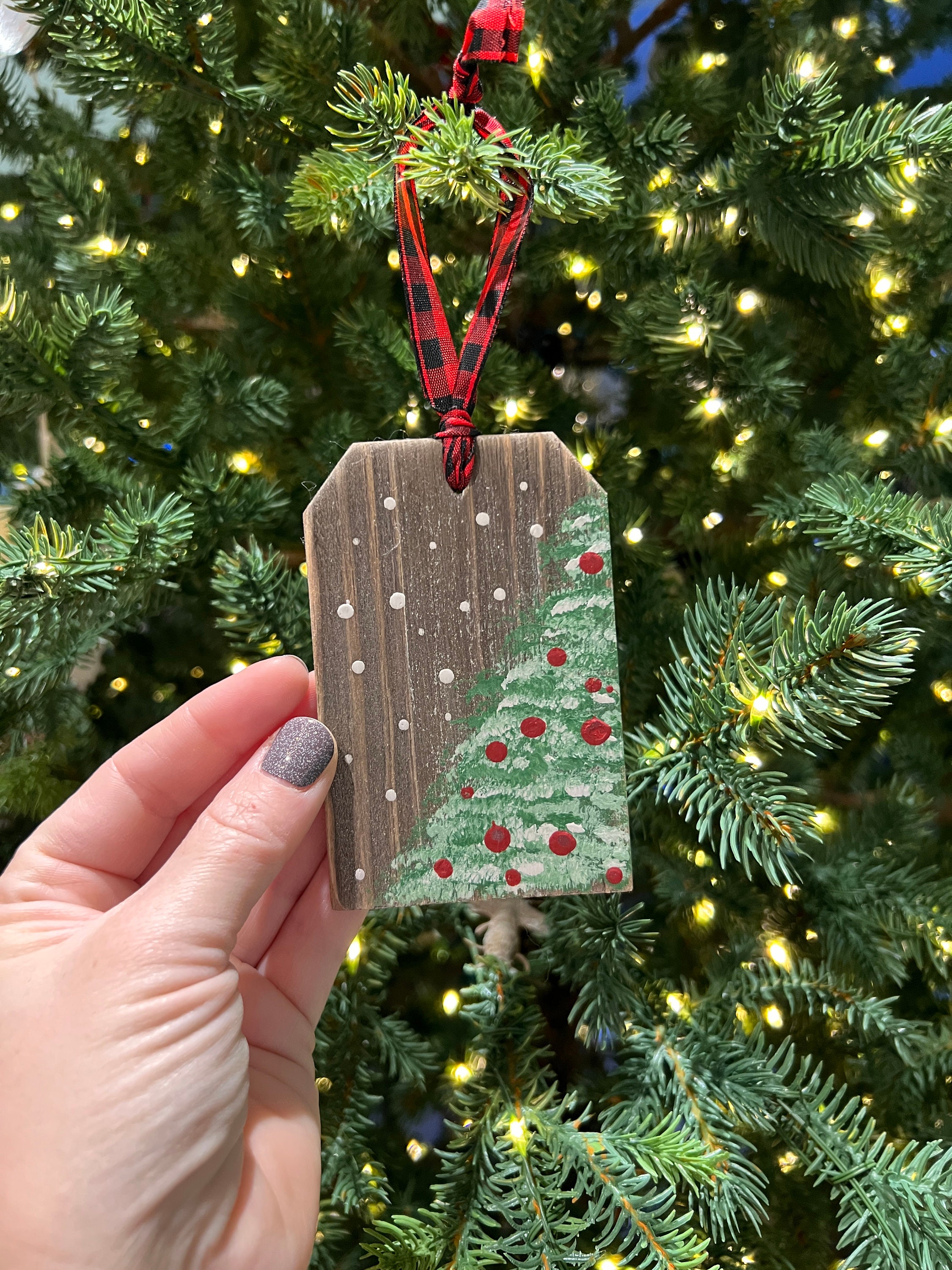 Wood Tag Hand-painted Christmas Tree Ornament - Etsy