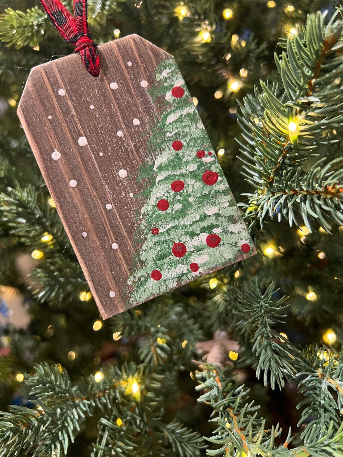 Wood Tag Hand-painted Christmas Tree Ornament - Etsy