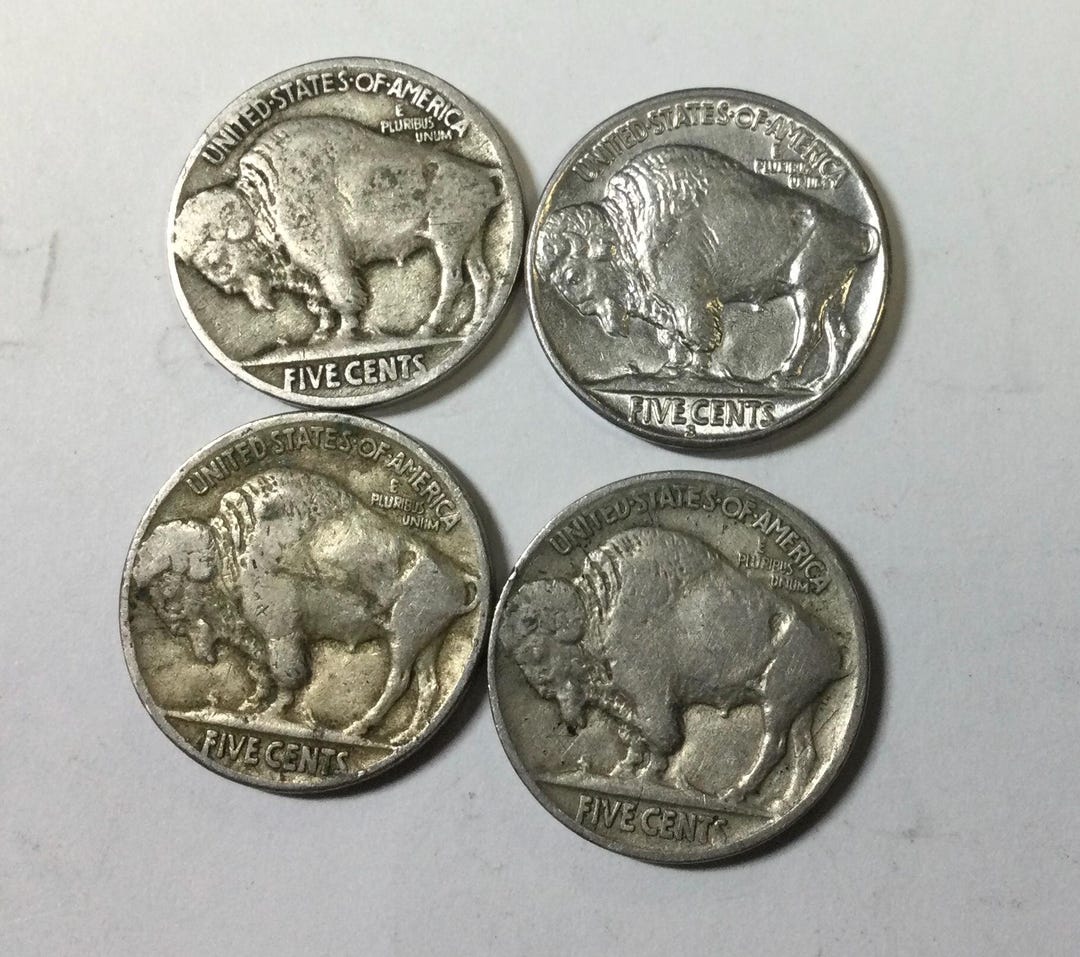 1915 1916 1917 & 1936 S Lot of Four Decent Grade Buffalo Indian Head ...