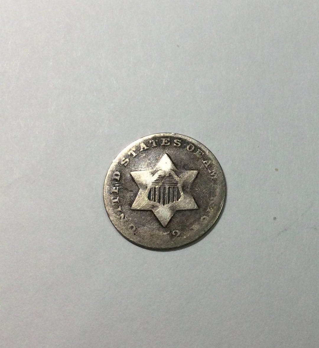 1852 USA 3 Cents Silver Coin Three Cent Old American Historical ...