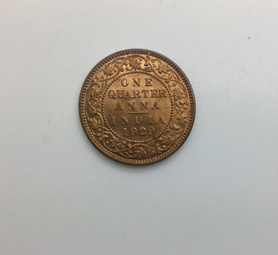 1929 British India 1/4 Anna Bronze Collectors Choice BU Coin KM#512 ...