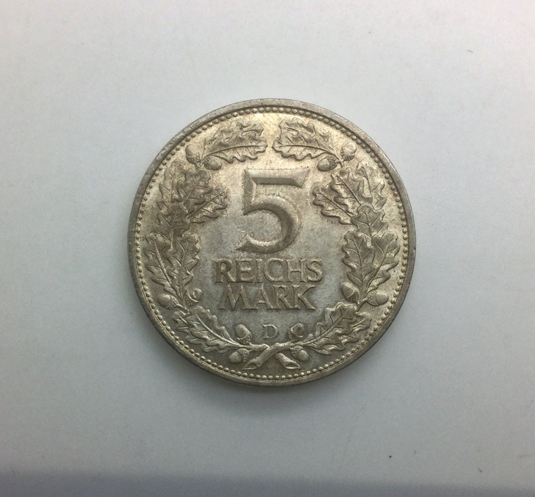 1925 D Germany Weimar 5 Marks Silver Knight in Chain Mail Standing ...