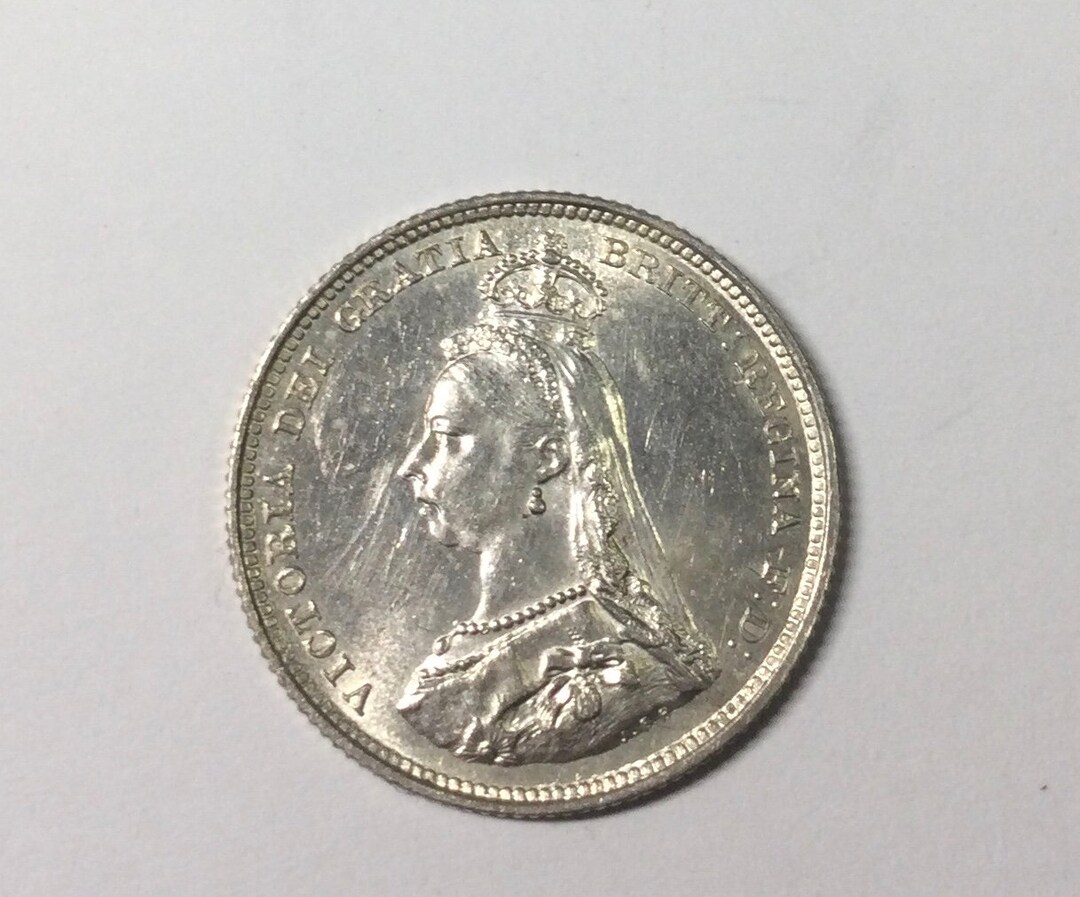 1887 Victorian Jubilee Shilling Great Britain Queen Victoria Crowned ...