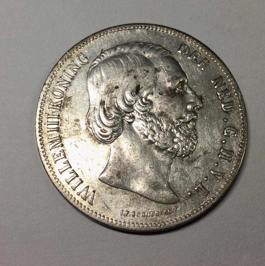 1858 Netherlands 1/2 Gulden Silver Collectors Coin Mid Grade KM#82 945 ...