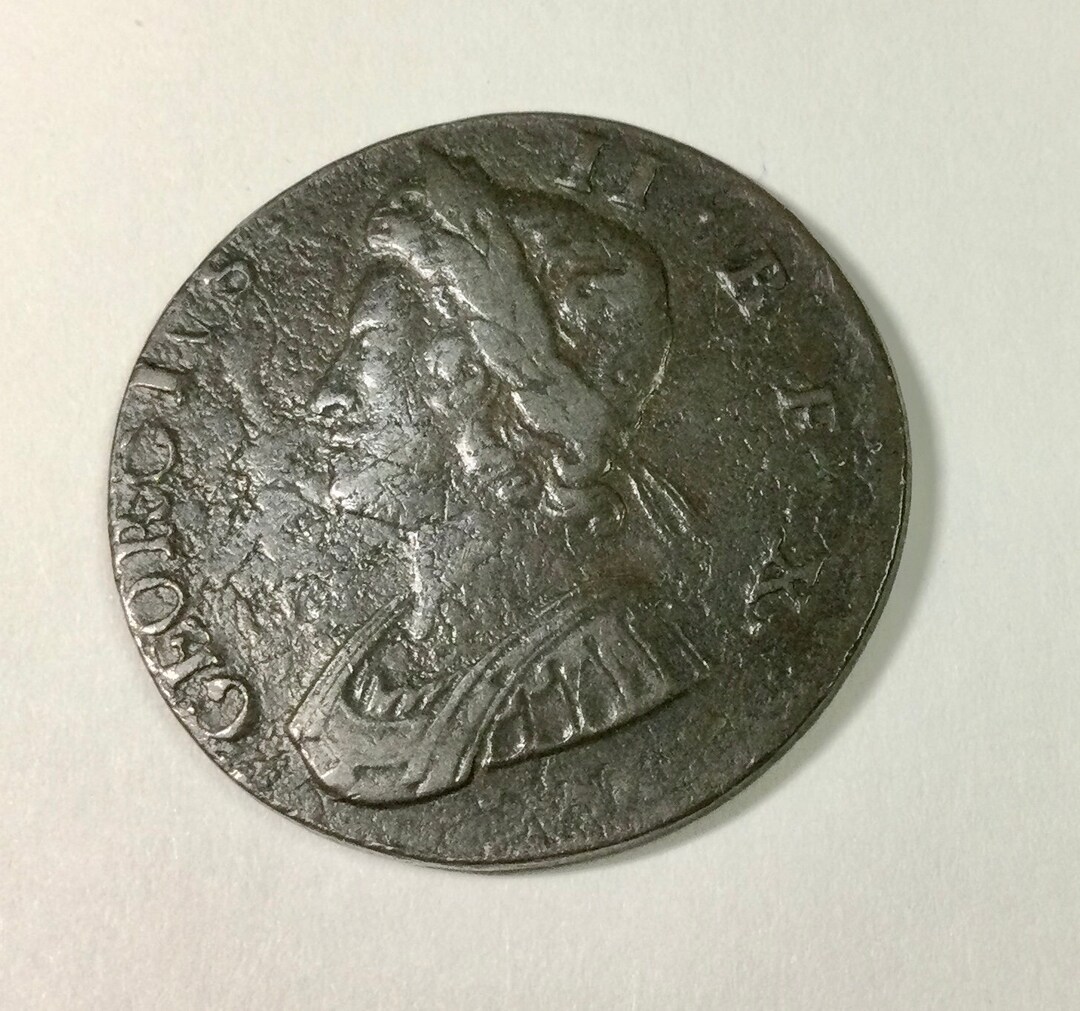 1734 Great Britain George II Britannia Seated Shield Tower Mint ...