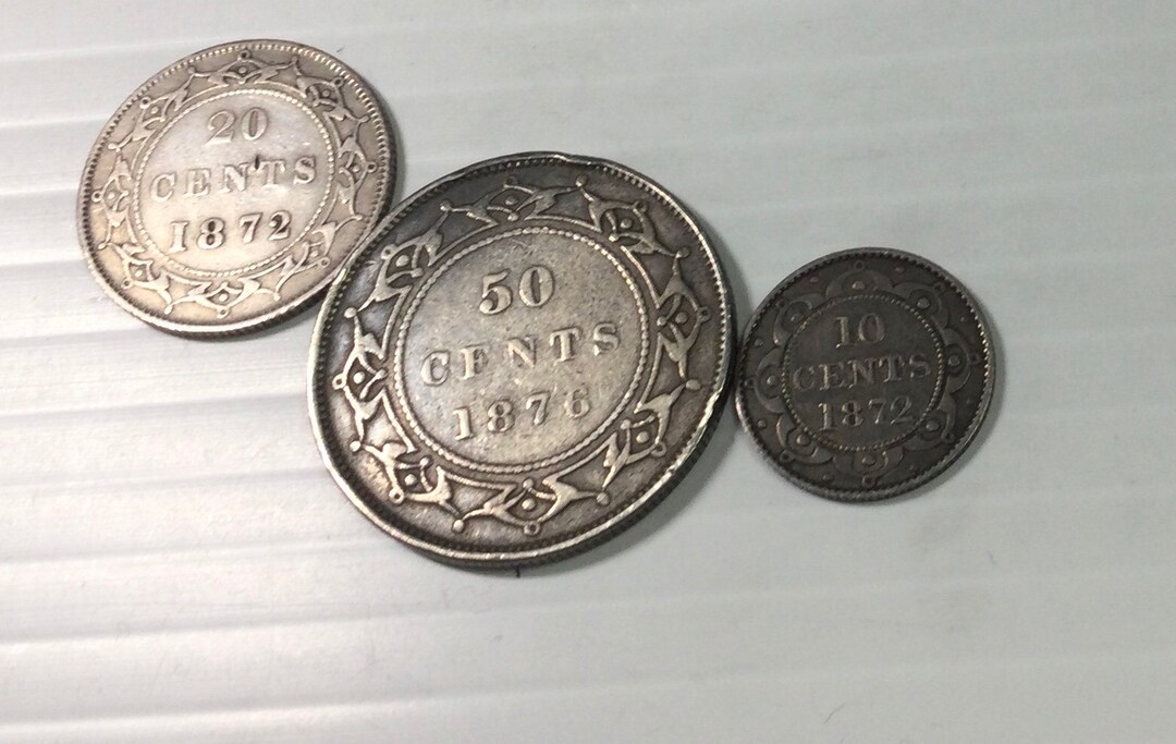 1872H Ten Cents 1872H 20 Cents & 1876H 50 Cents Newfoundland Lot of 3 ...