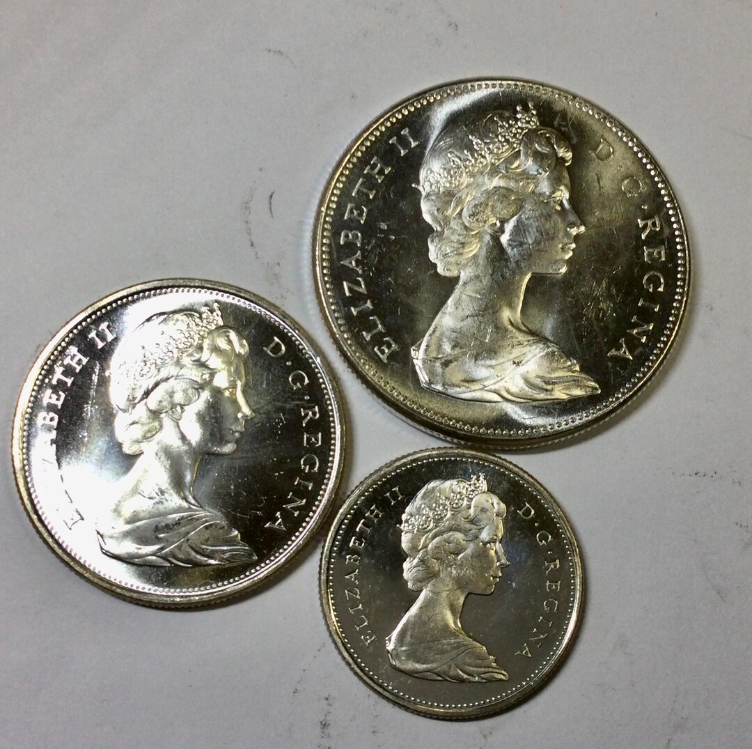 Gem Lot of Canada Centennial Animal Coins 1967 Silver Dollar 25 Cents ...