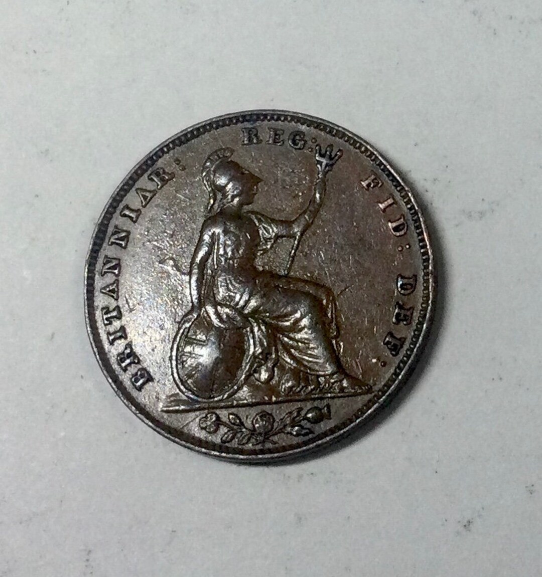 1854 Great Britain Farthing Queen Victoria Collectors Coin UK Seated ...