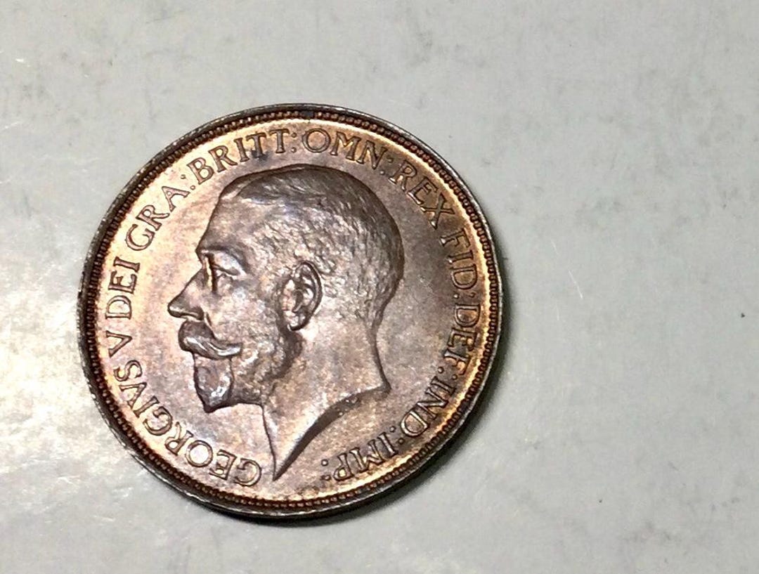 1913 Great Britain George V Lustrous Brown Seated Brittania 1/2 Penny ...
