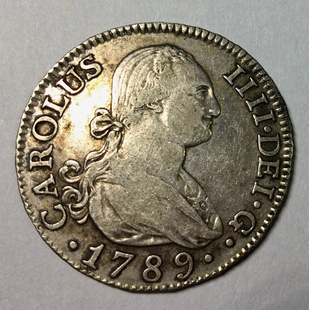 1789 Spain M Mintmark Two Reales Silver Coin Spanish Empire Lovely ...