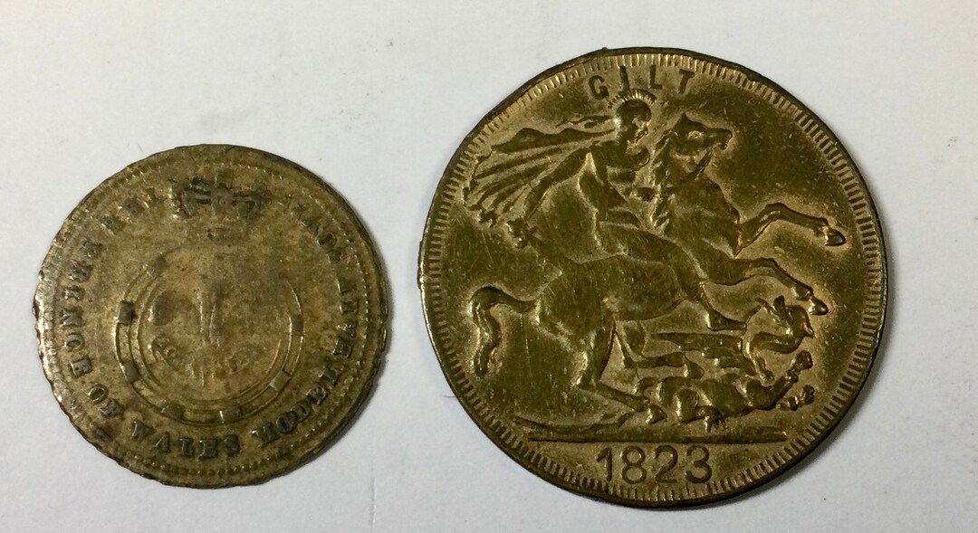 Great Britain 1869 Model Half Sovereign Shield Back & 1823 Model Gilt 2 ...