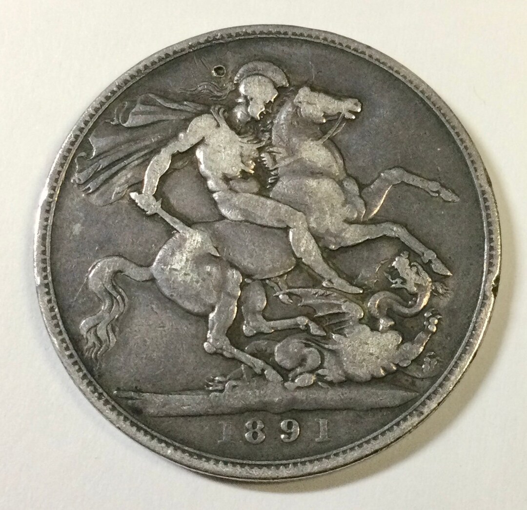 Great Britain 1891 Jubilee Head Crown Five Shillings Historic Silver ...