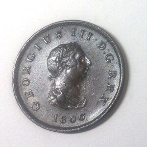 1806 Gt Britain Copper Half Penny of King George III Seated Britannia ...