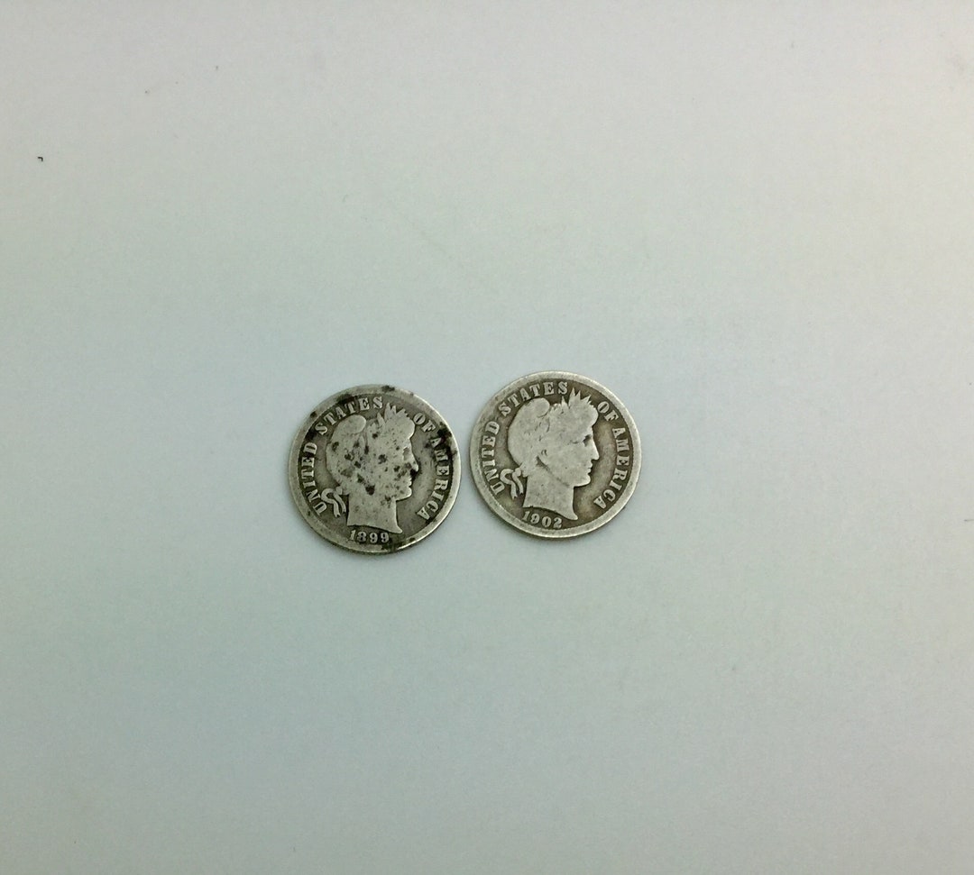 1899 O & 1902 O Barber Dime Pair of Tougher Key Date Dimes Collector ...