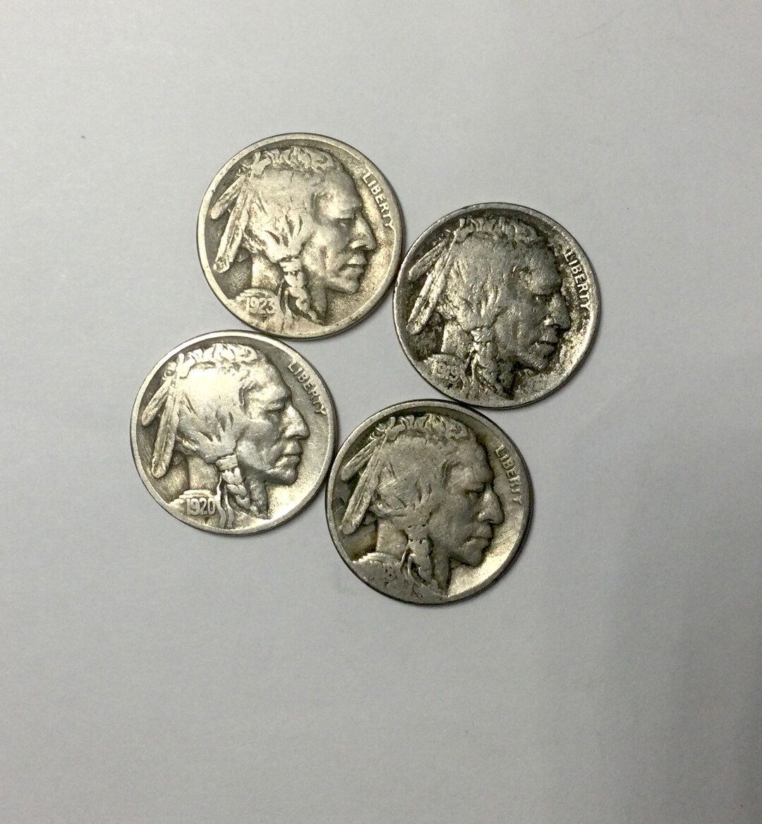 1918S 1919S 1920S & 1923S Lot of Four Early Decent Grade Buffalo Indian ...