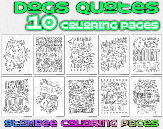 Dogs Quotes Adult Coloring Book Adult Coloring Pages - Etsy