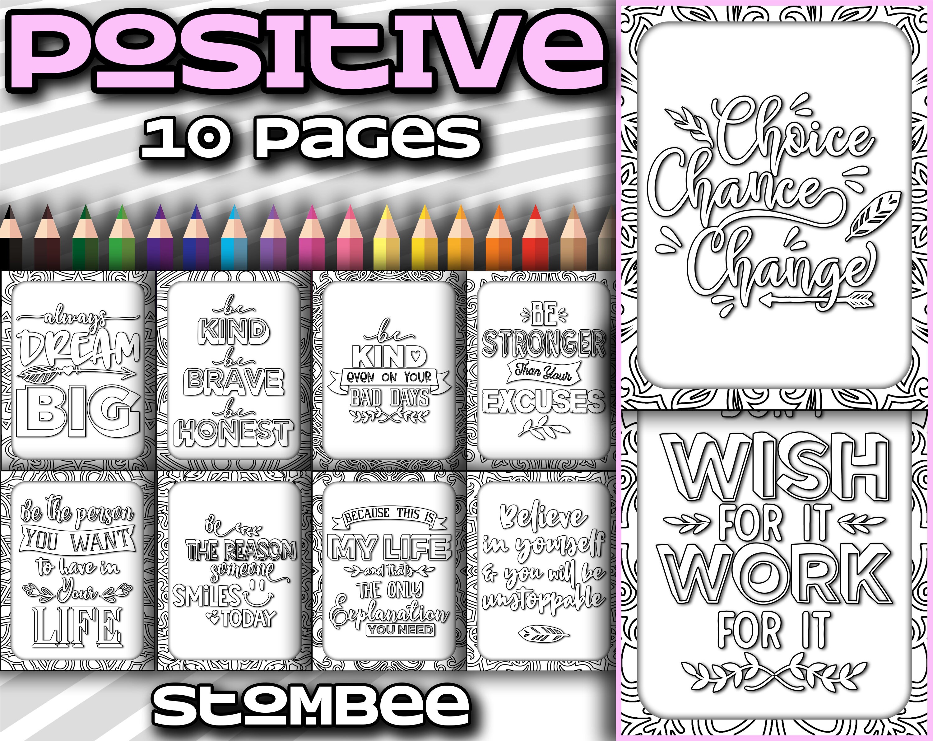 Positive Affirmation Coloring Pages Adult Coloring Pages - Etsy
