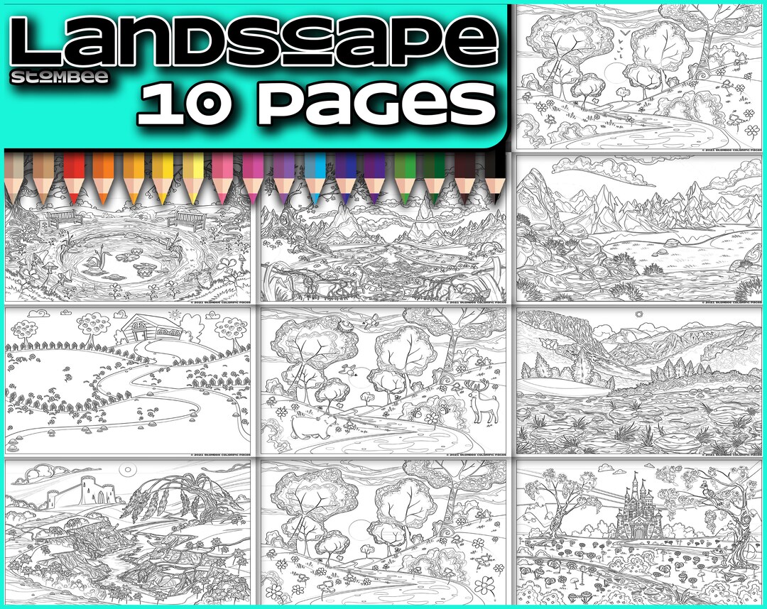 Adult Coloring Pages Printable Landscape Coloring Page for Adult Adult ...