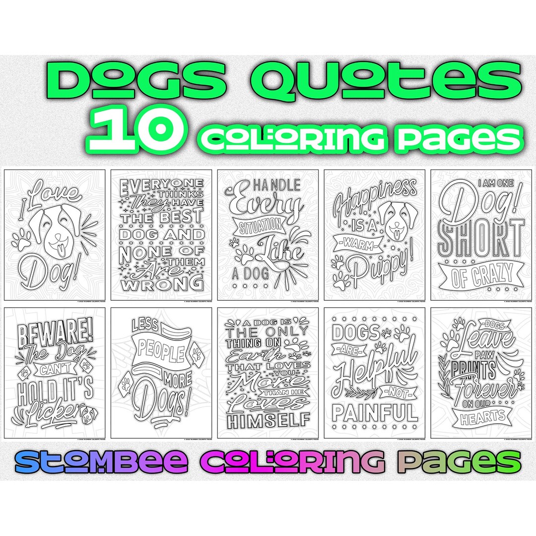 Dogs Quotes Adult Coloring Book, Adult Coloring Pages, Printable ...